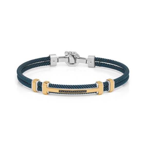 Baraka Gold, Silver and Stainless Steel Bracelet with Black and Whi...